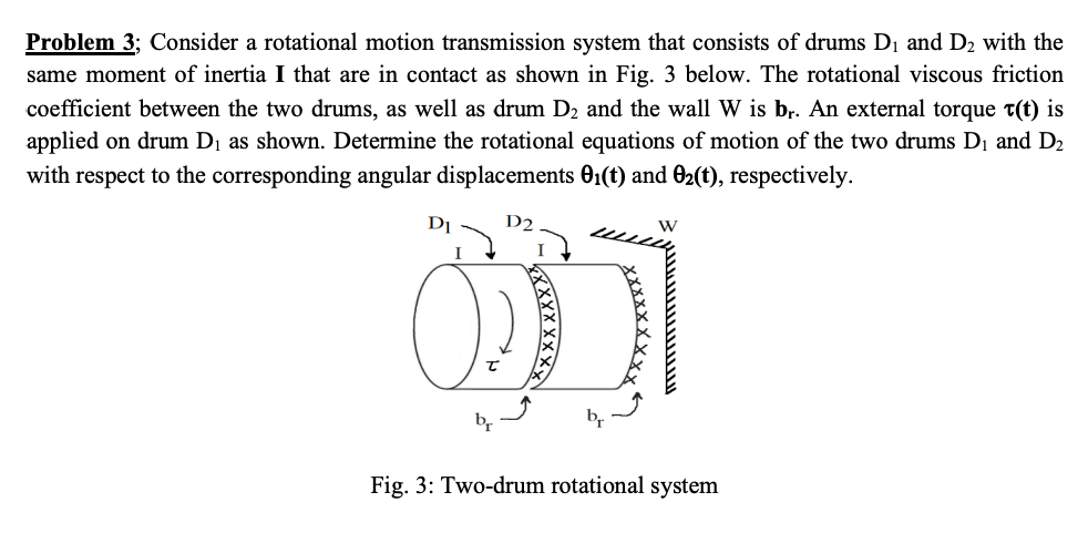 Solved Problem 3; Consider a rotational motion transmission | Chegg.com