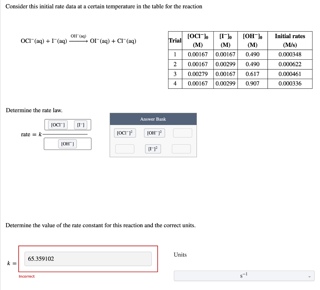 Solved Consider this initial rate data at a certain | Chegg.com
