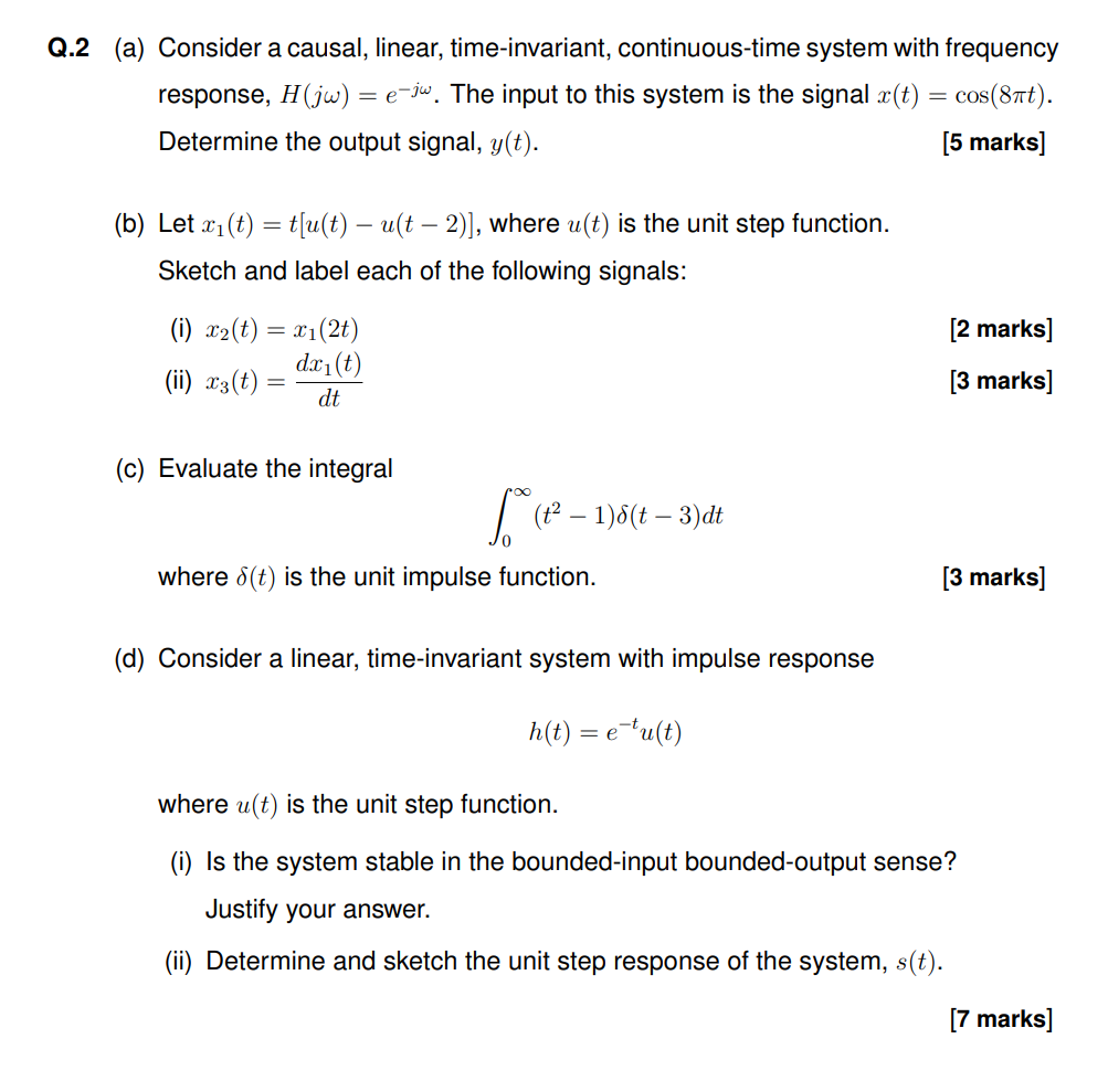 Solved (a) Consider a causal, linear, time-invariant, | Chegg.com