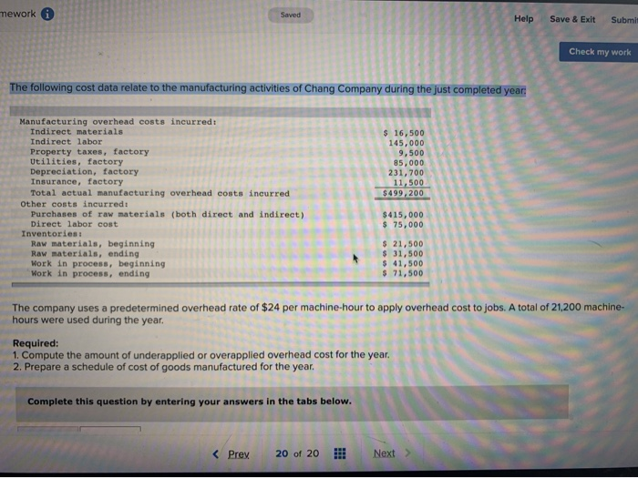 Solved meworki Saved Help Save & Exit Submit Check my work | Chegg.com