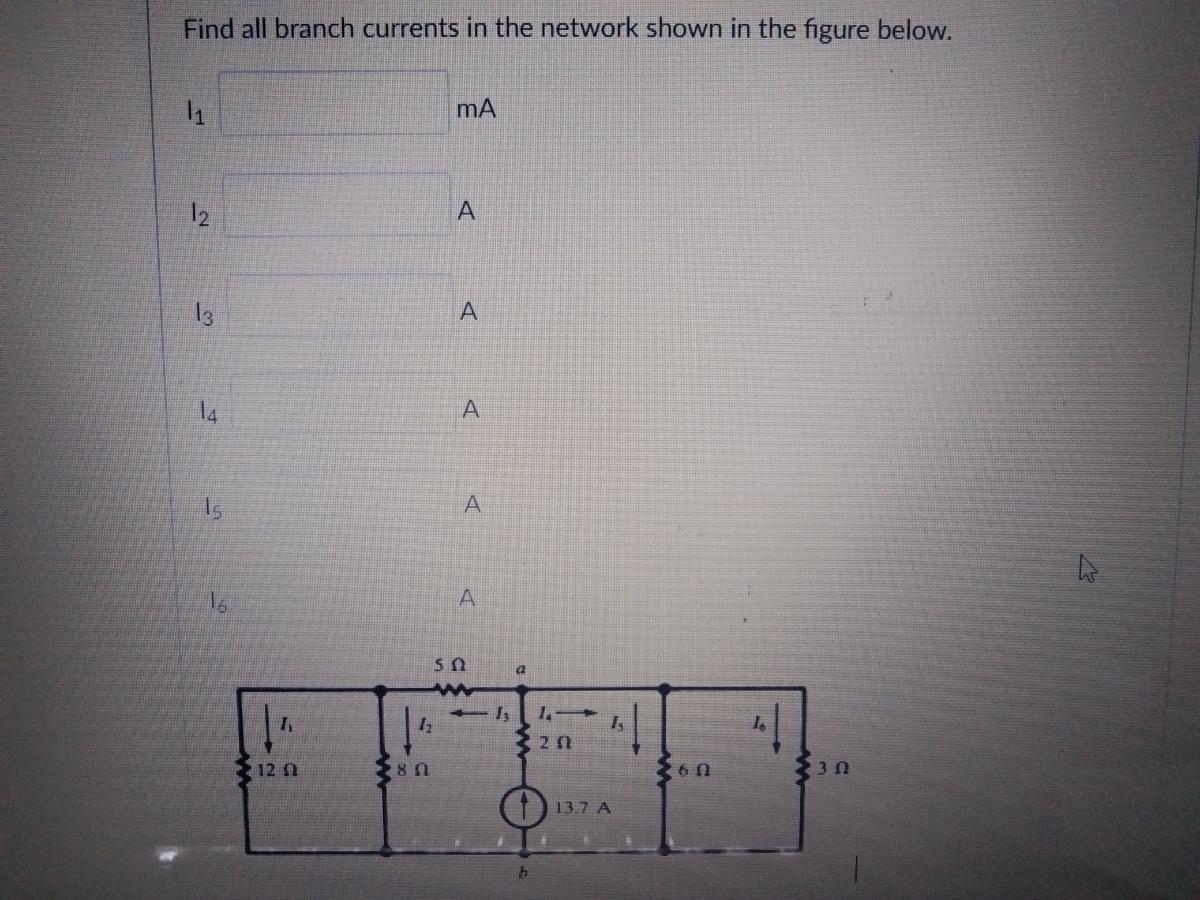 Solved Find all branch currents in the network shown in the | Chegg.com