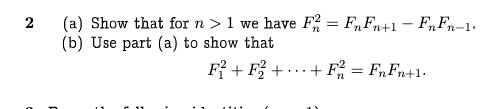 Solved In the following problems, Fn stands for the n-th | Chegg.com