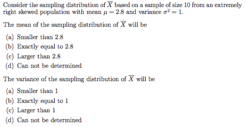 Solved Consider the sampling distribution of X based on a | Chegg.com