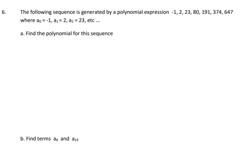 Solved 6. The following sequence is generated by a | Chegg.com