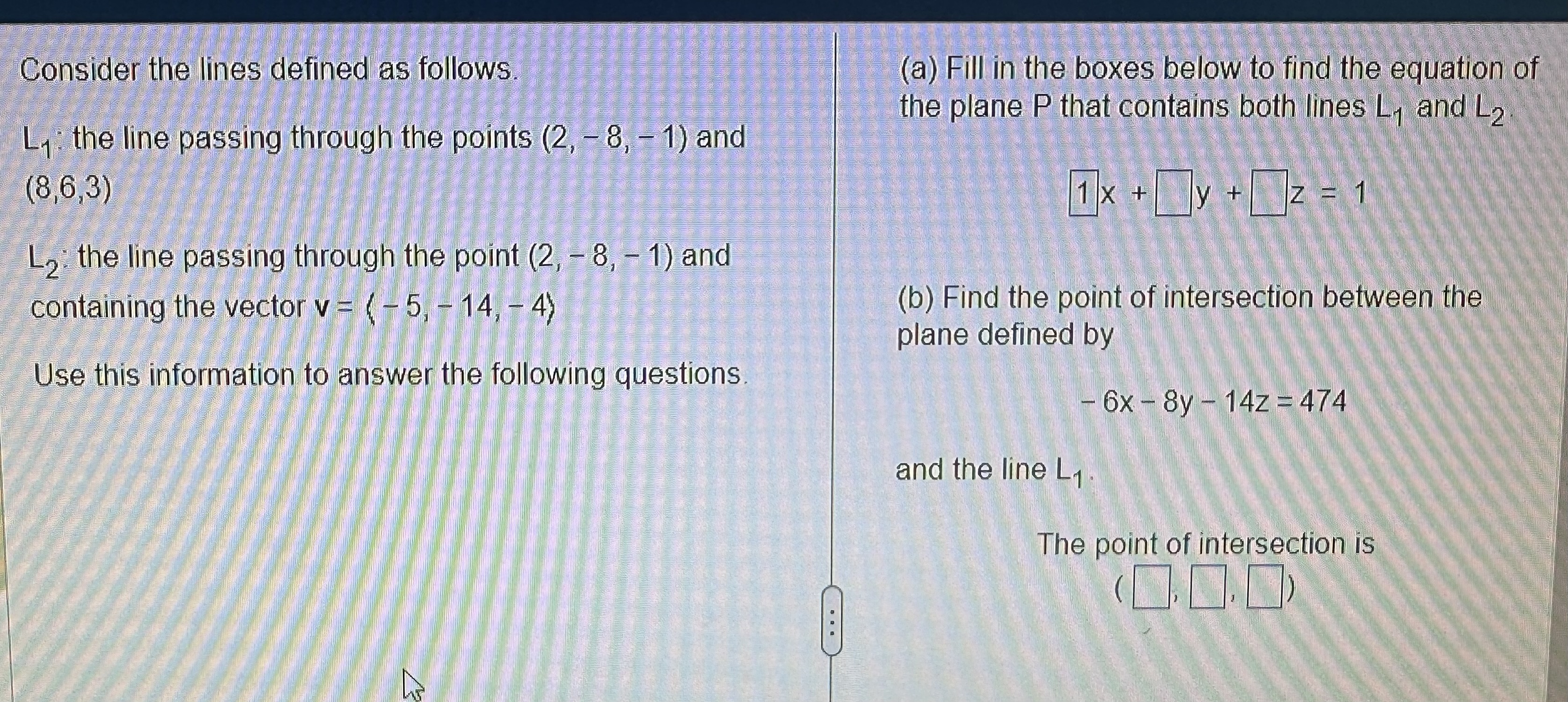 Solved Consider the lines defined as follows. L1 : the line | Chegg.com