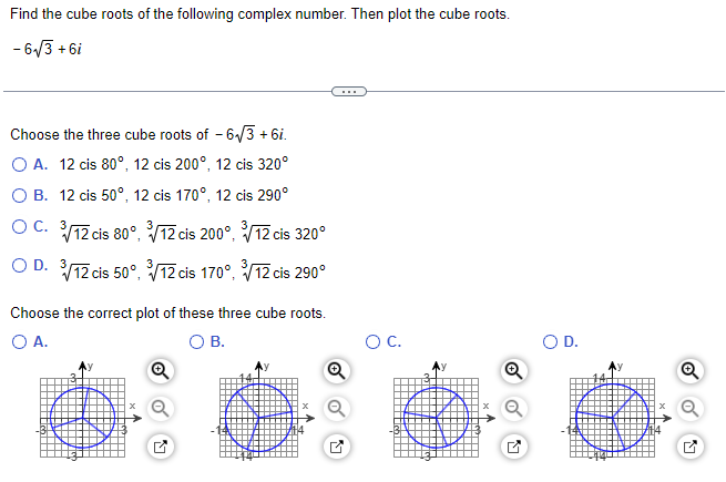 Solved Find the cube roots of the following complex number. | Chegg.com