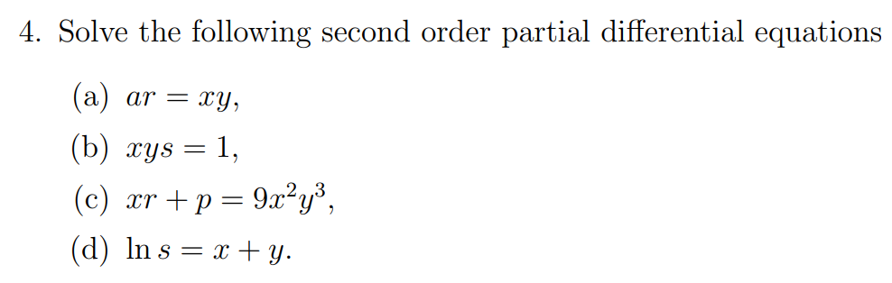 Solved 4 Solve The Following Second Order Partial