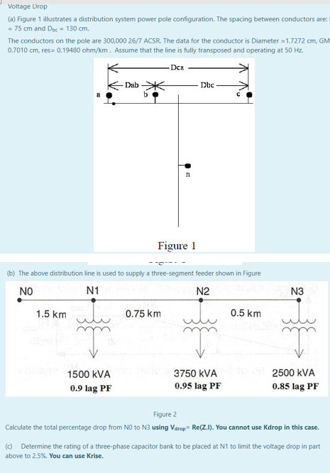 Voltage Drop (a) Figure 1 illustrates a distribution | Chegg.com