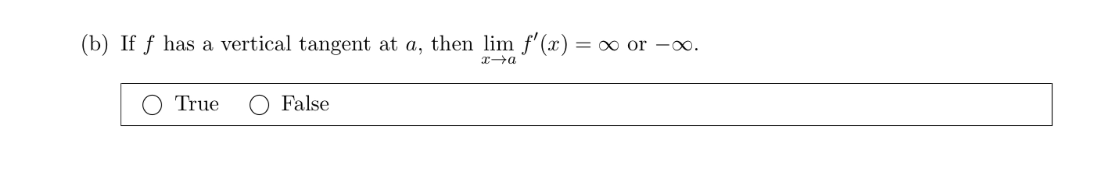 Solved (b) ﻿If f ﻿has a vertical tangent at a, ﻿then | Chegg.com