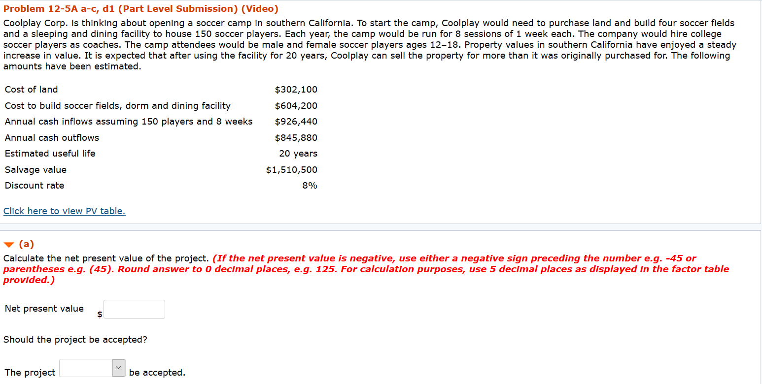 Solved Problem 12-5A a-c, d1 (Part Level Submission) (Video) | Chegg.com