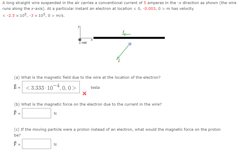 Solved A long straight wire suspended in the air carries a | Chegg.com