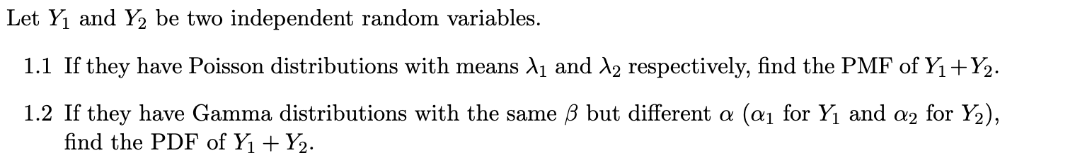 Solved Let Y1 and Y2 be two independent random variables. | Chegg.com