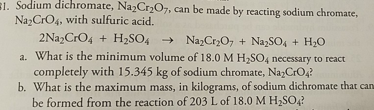 Solved 1. Sodium dichromate, Na2Cr207, can be made by | Chegg.com