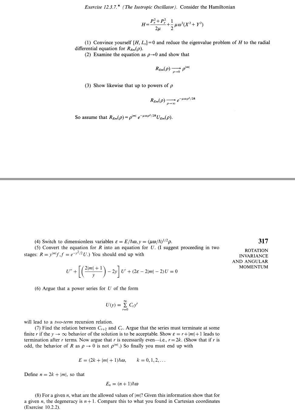 Solved Exercise 12.3.7.* (The Isotropic Oscillator). | Chegg.com