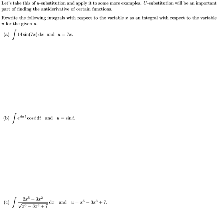 Solved Let's take this of u-substitution and apply it to | Chegg.com