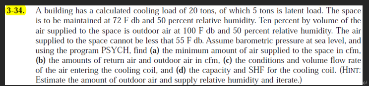 Solved 3-34. ﻿A building has a calculated cooling load of 20 | Chegg.com