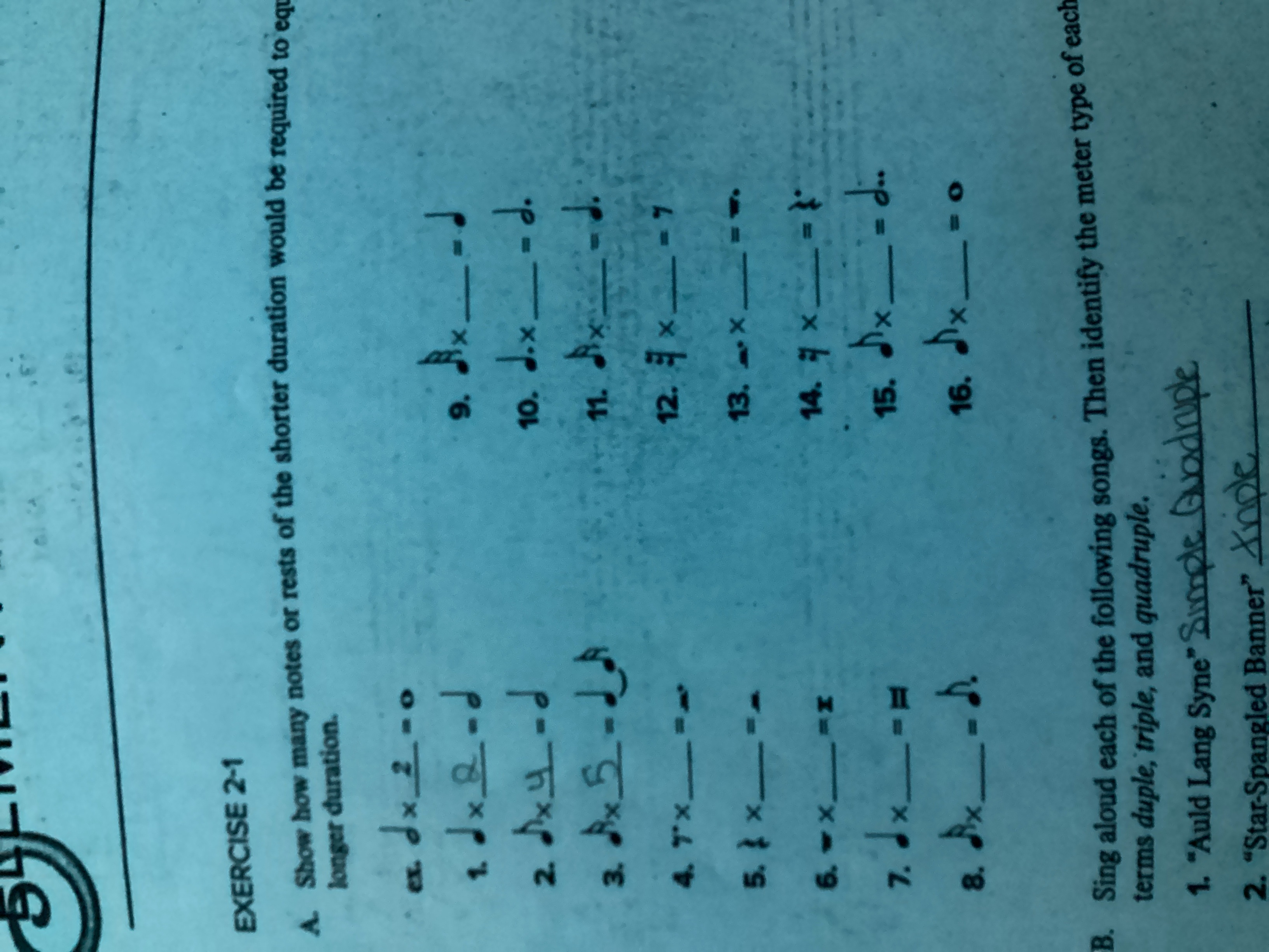 EXERCISE 2 1 A Show How Many Notes Or Rests Of The Chegg