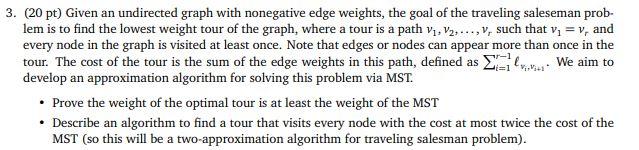 Solved 3. (20 pt) Given an undirected graph with nonegative | Chegg.com