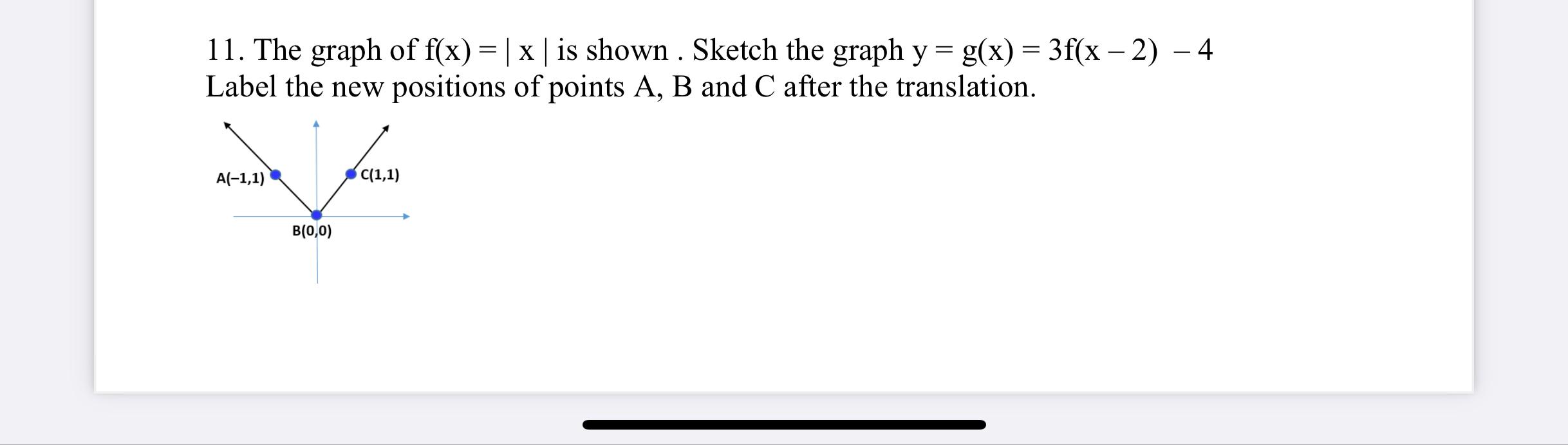 Solved 1. The graph of f(x) = | x | is shown . Sketch the | Chegg.com