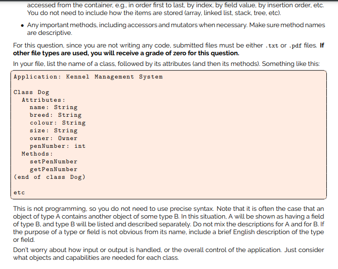 Solved: Purpose: Practicing Object-Oriented Thinking. The ... | Chegg.com