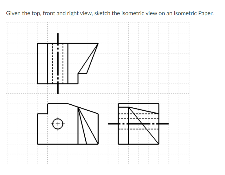 Solved Given the top, front and right view, sketch the | Chegg.com