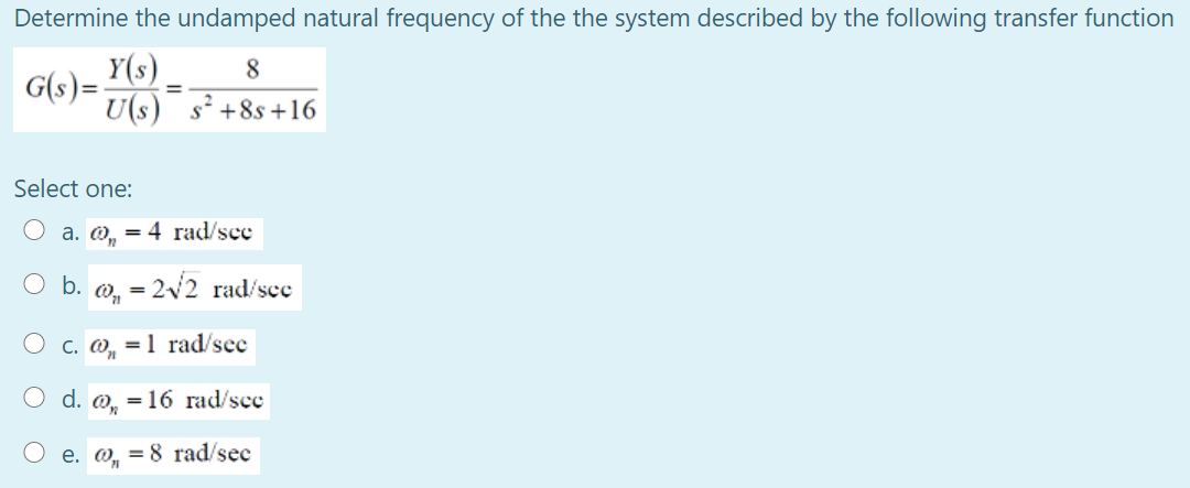 Solved Determine the undamped natural frequency of the the | Chegg.com