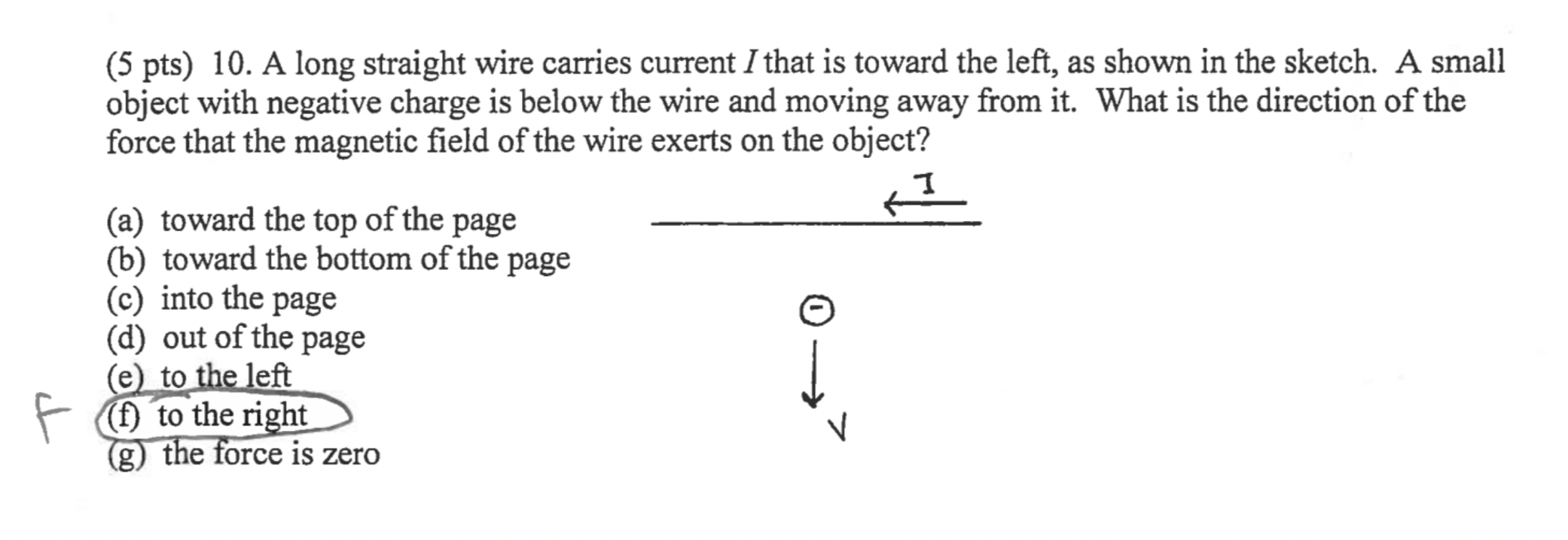 Solved (5 pts) 10. A long straight wire carries current \\( | Chegg.com