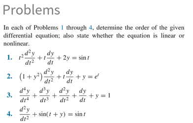 Solved In each of Problems 1 through 4 , determine the order | Chegg.com