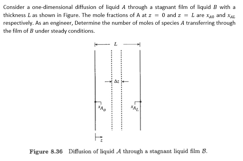 Solved Consider a one-dimensional diffusion of liquid A | Chegg.com