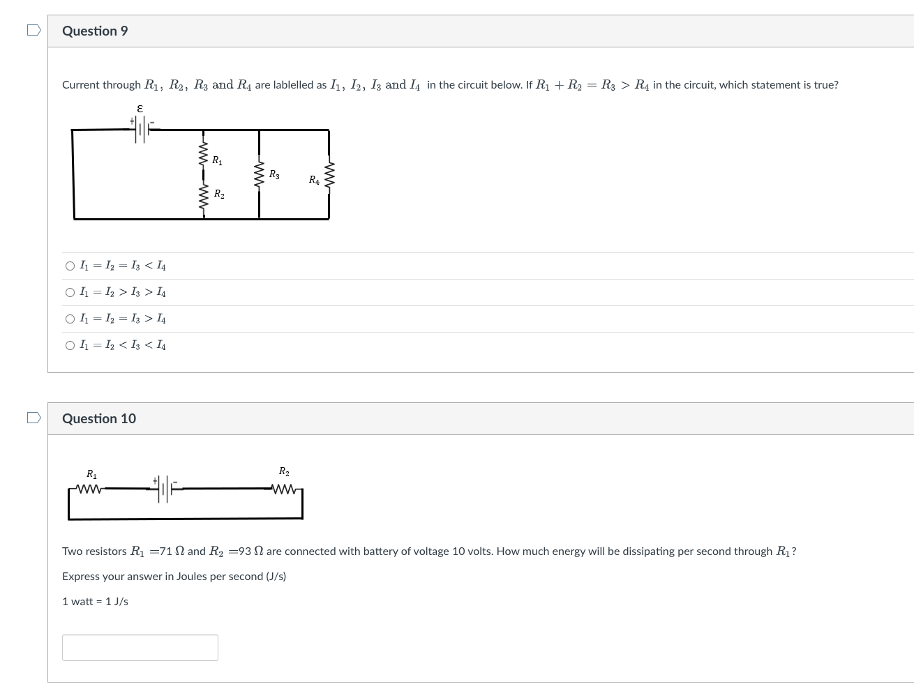Solved Current through R1,R2,R3 and R4 are lablelled as | Chegg.com