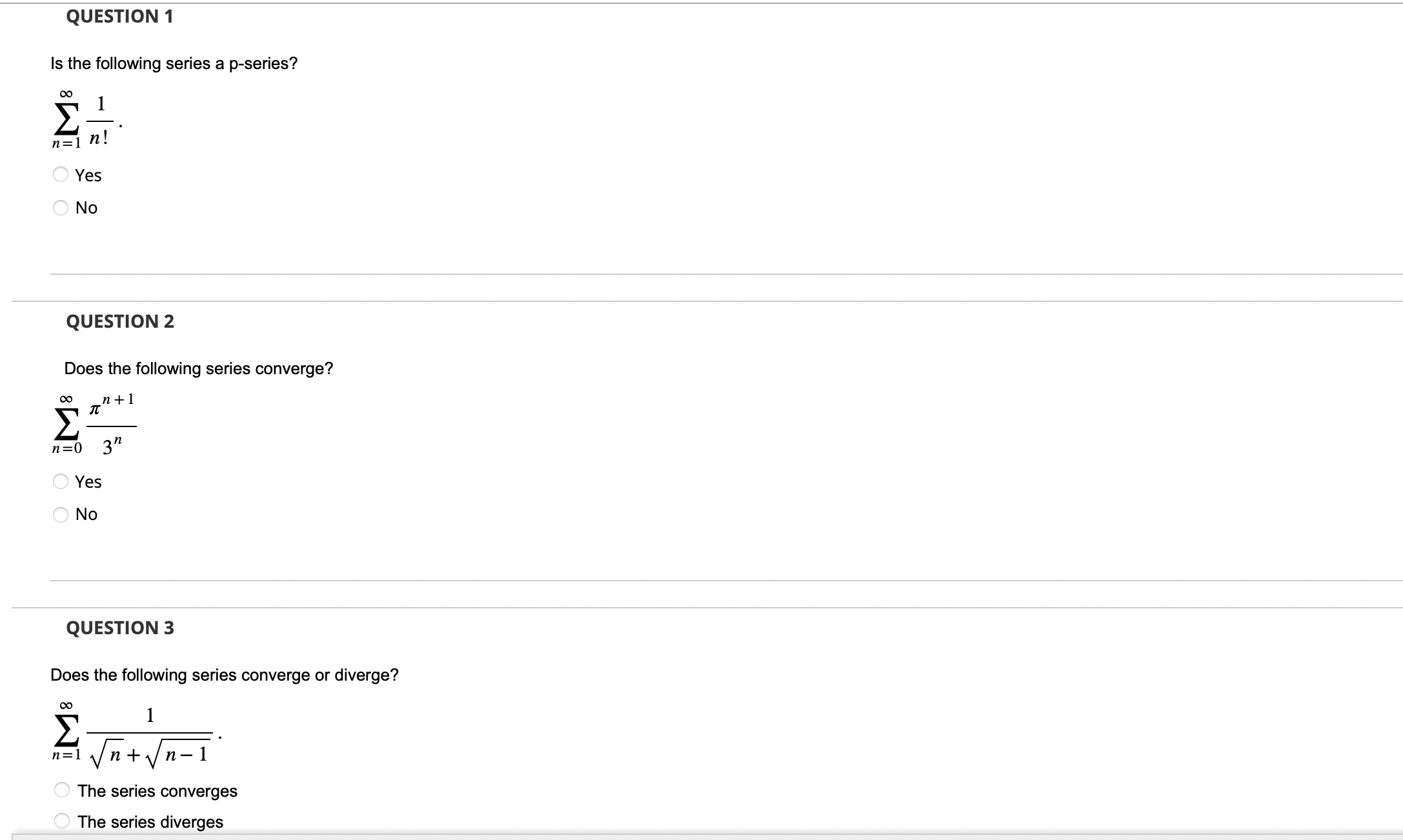 Solved QUESTION 1 Is the following series a p-series? | Chegg.com
