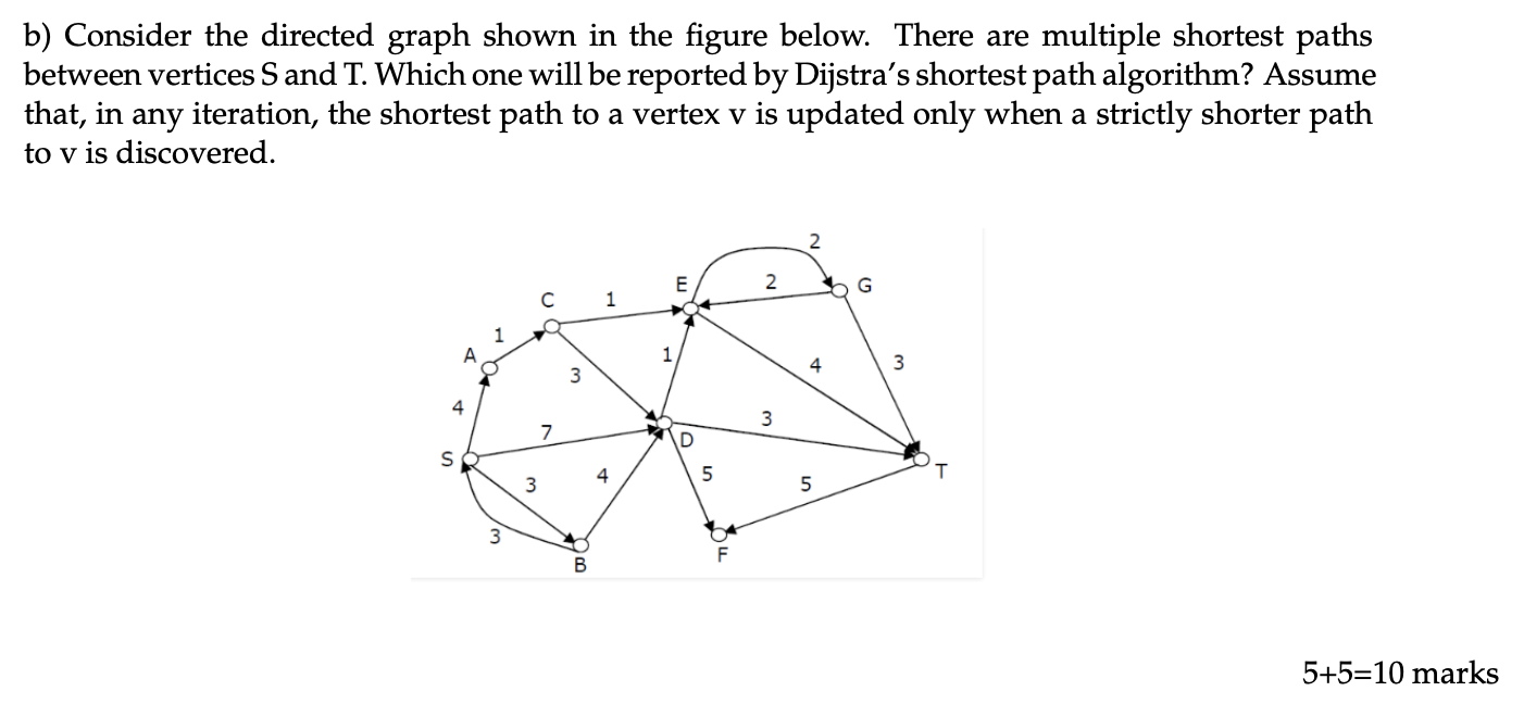 Solved b) Consider the directed graph shown in the figure | Chegg.com