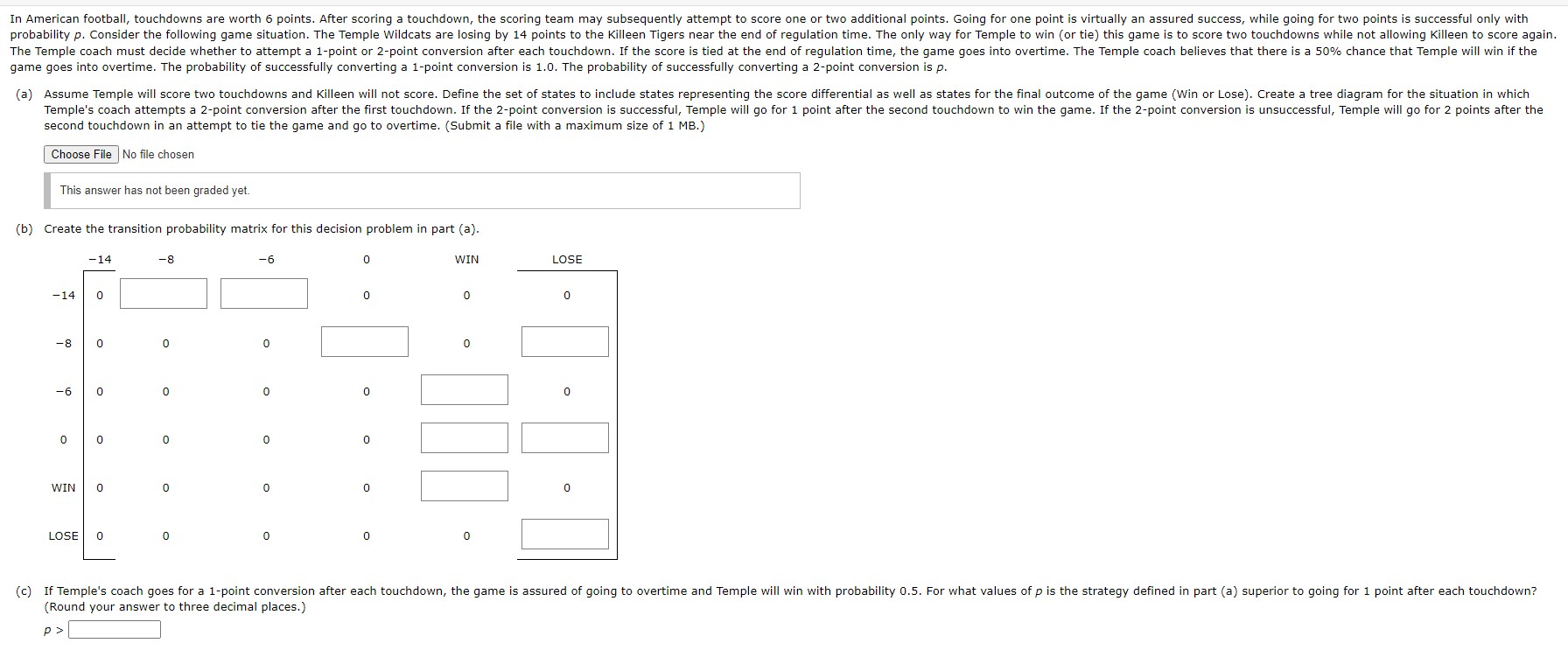 Solved game goes into overtime. The probability of | Chegg.com