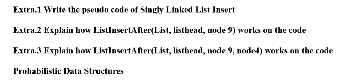 Extra.1 Write the pseudo code of Singly Linked List | Chegg.com