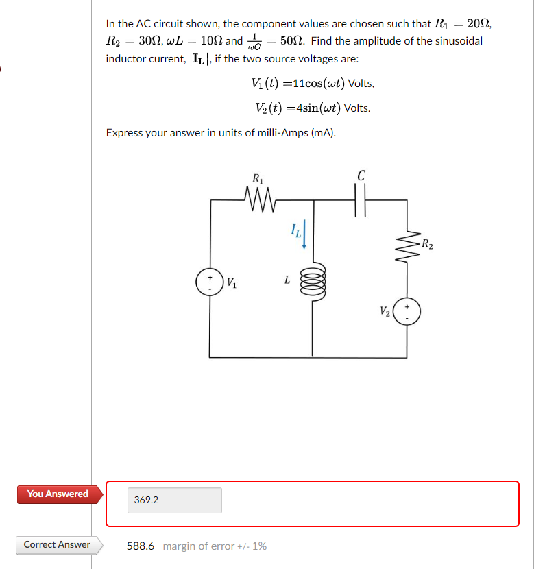 Solved In the AC circuit shown, the component values are | Chegg.com