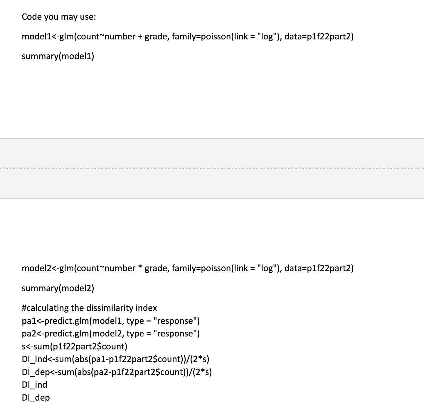 Solved 1. Create a loglinear Poisson model to predict count | Chegg.com