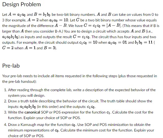 Solved Let A=a1a0 and B=b1b0 be two-bit binary numbers. A | Chegg.com
