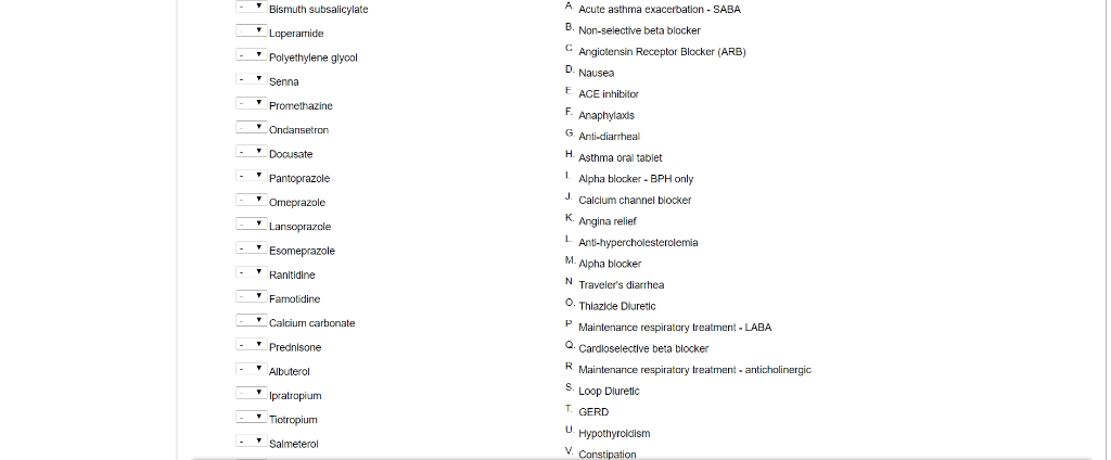 Solved Bismuth subsalicylate Acute asthma exace rbation - | Chegg.com