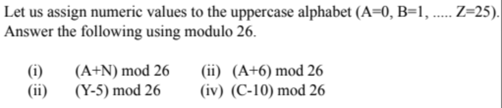 Solved Z=25). Let us assign numeric values to the uppercase | Chegg.com