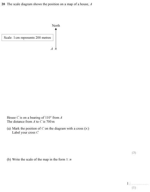 Solved 20 The scale diagram shows the position on a map of a | Chegg.com
