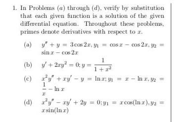 Solved 1. In Problems (a) through (d). verify by | Chegg.com