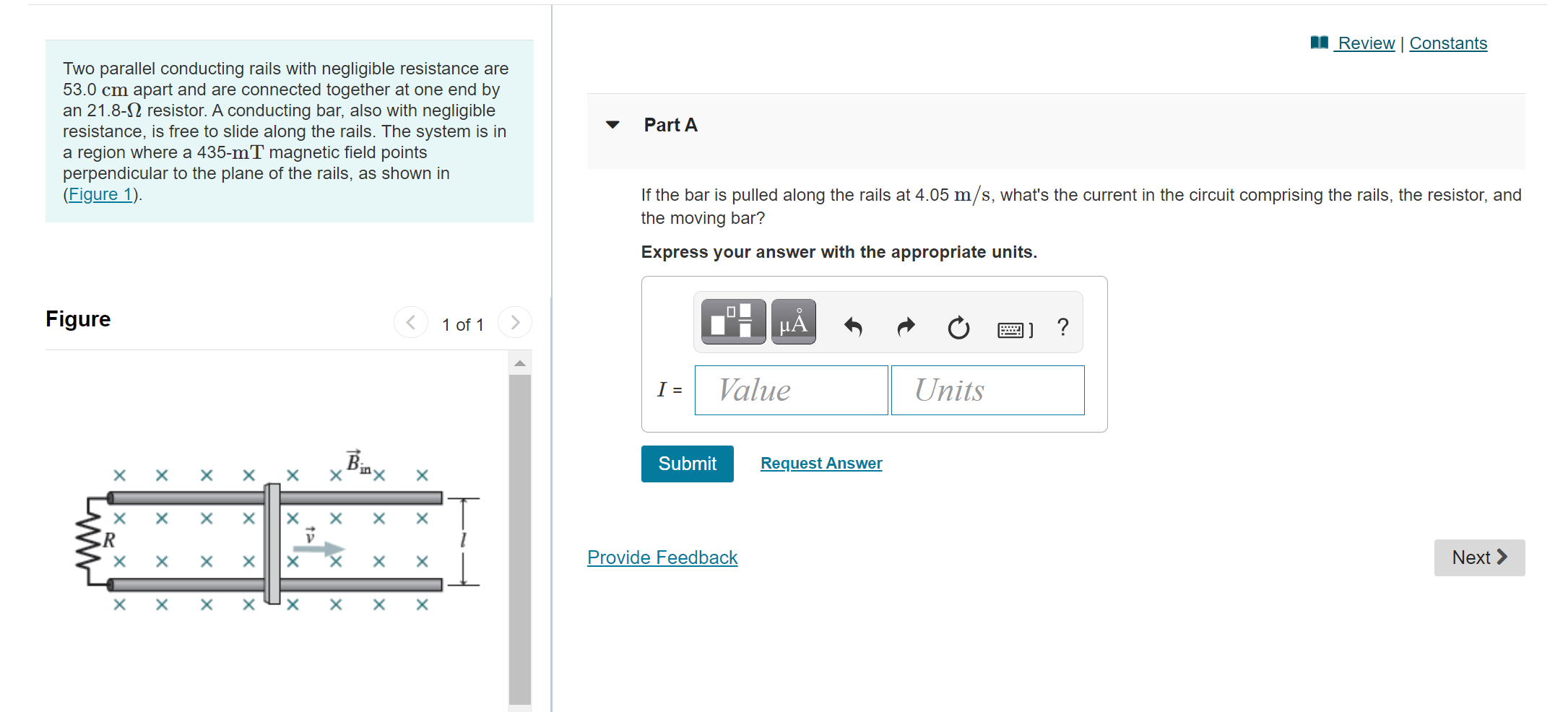 Solved II Review Constants Two parallel conducting rails | Chegg.com