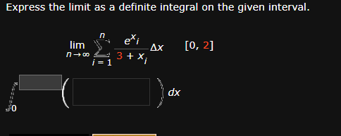 Solved Express the limit as a definite integral on the given | Chegg.com