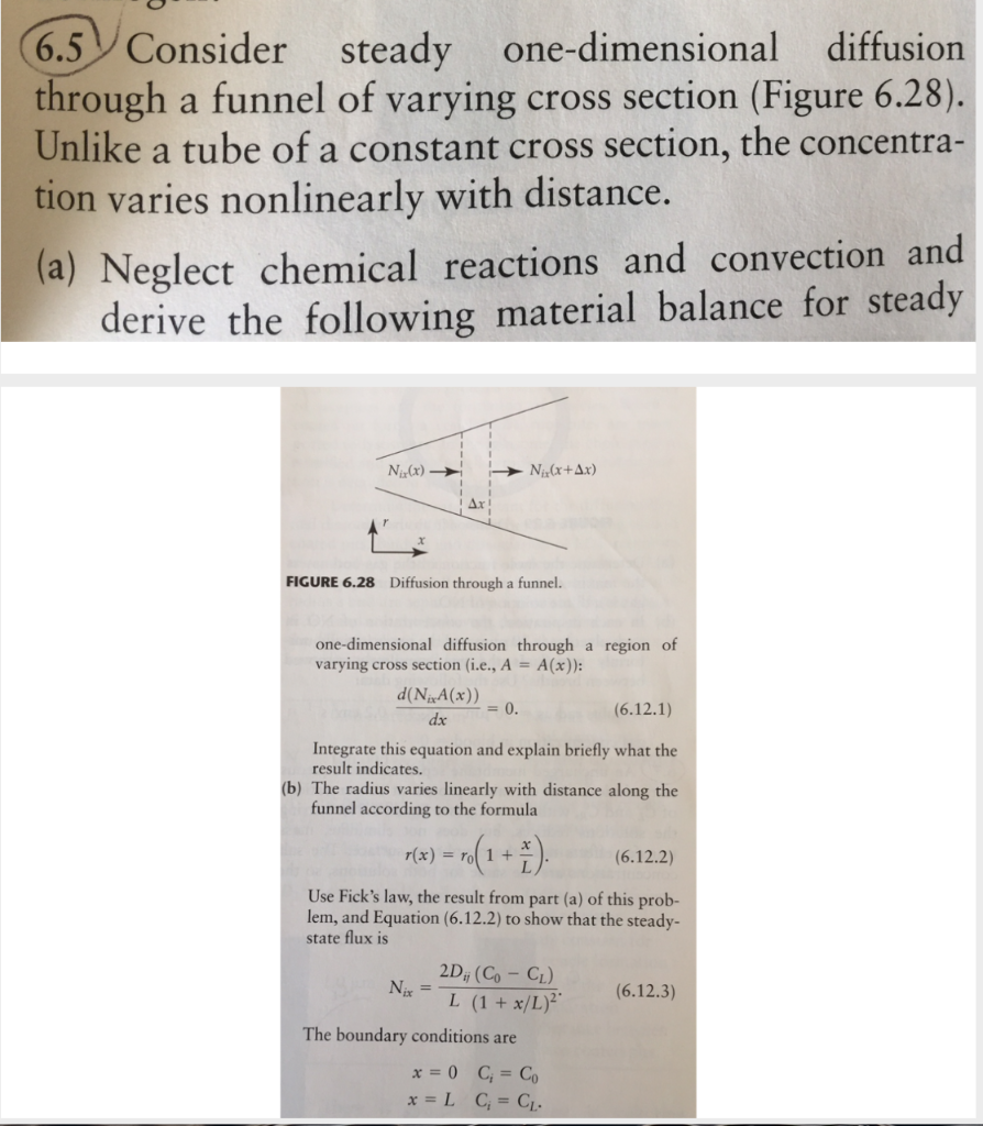 Solved 6.5Consider steady one-dimensional diffusion through | Chegg.com