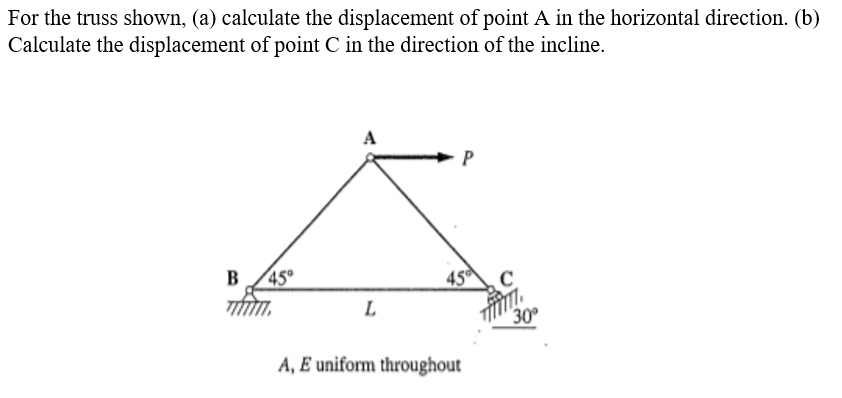 Solved For the truss shown, (a) calculate the displacement | Chegg.com