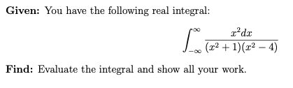 Solved Given: You have the following real integral: | Chegg.com