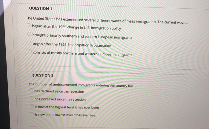 Solved QUESTION1 The United States has experienced several | Chegg.com