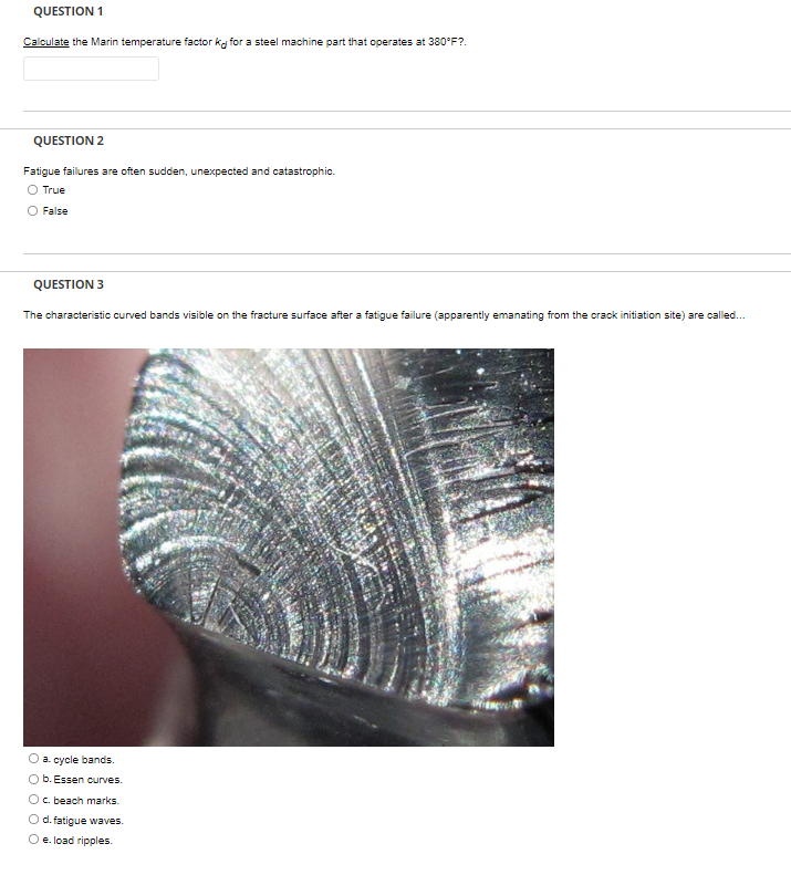 Solved QUESTION 1 Calculate the Marin temperature factor ko | Chegg.com