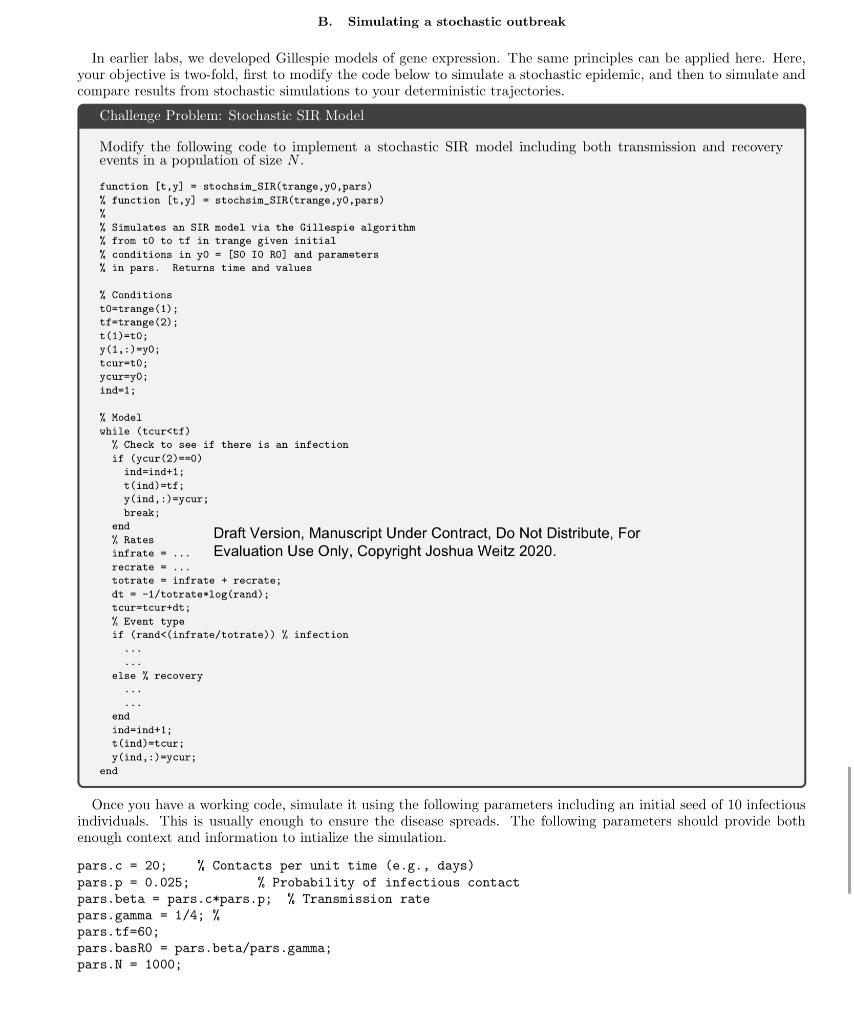 2. (15 points) (Stochastic SIR Model) Complete the | Chegg.com