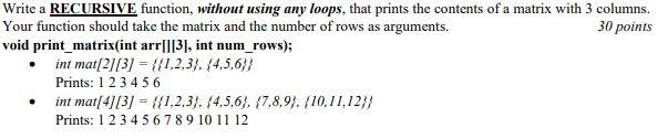 Solved Write a RECURSIVE function, without using any loops, | Chegg.com